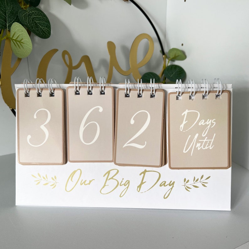 Wedding Countdown Calendar Engagement Gift Planning Organiser Desk Home ...