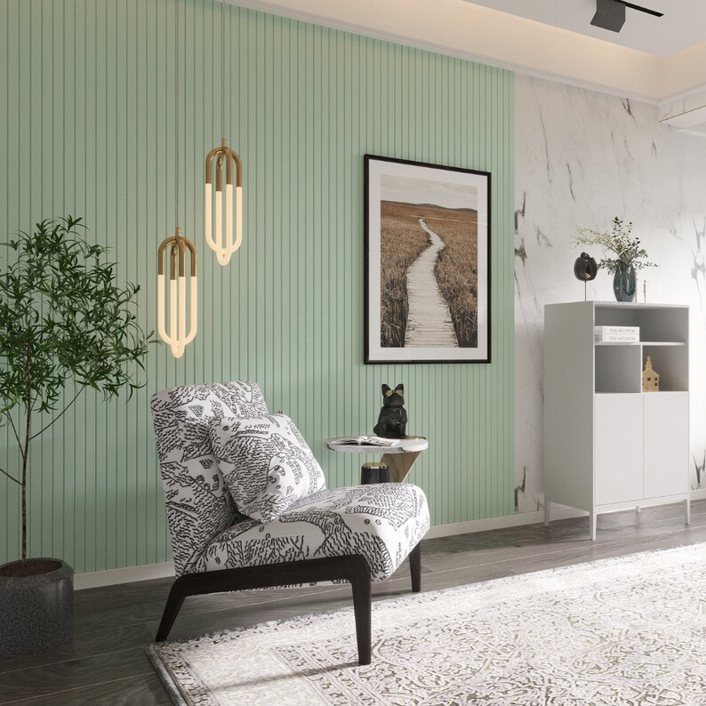 Green Wall Panels, Decorative Modern Wall Wainscoting, Slat Wall ...