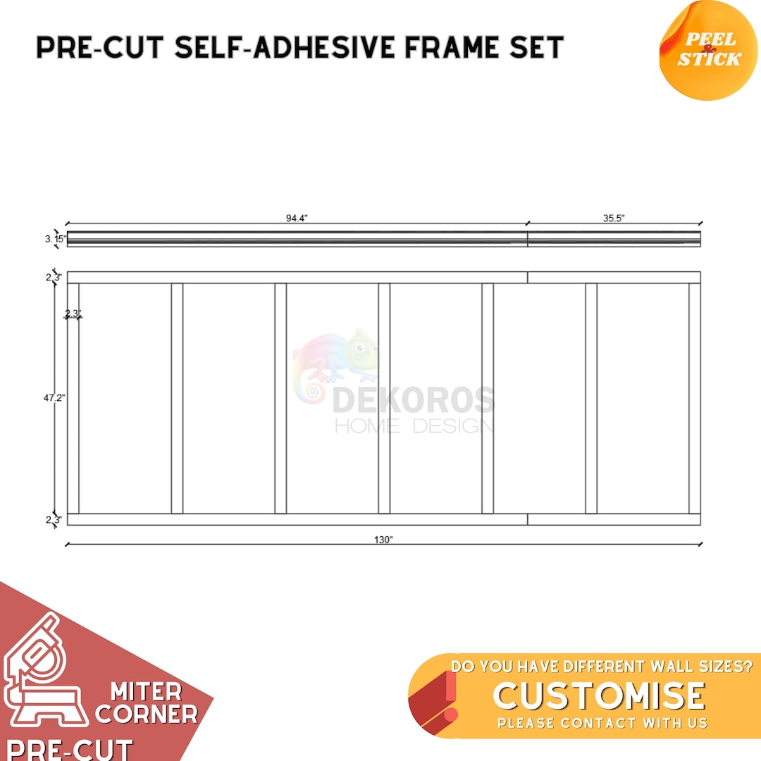 Ready Assemble Wall Molding Kit, Pre-cut 6 Cm Modern Mouldings ...