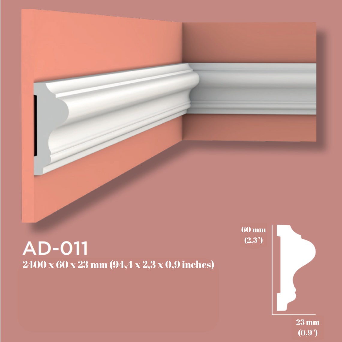 Ready Assemble Wall Molding Kit Pre-cut 6 Cm Modern Mouldings - Etsy ...