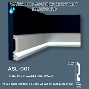 Baseboard Molding With Led Duct, Each Pieces 240x10cm/9,4''wx3,9''h ...