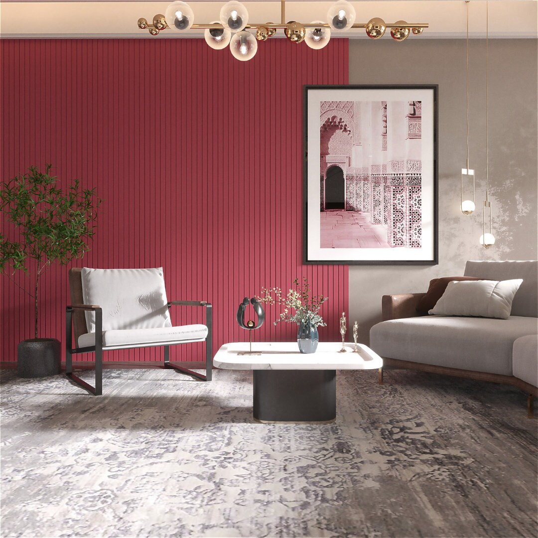 Slat Wall Paneling, Decorative Wainscoting, Modern Pink Wall Cladding ...