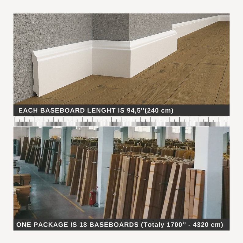 Baseboard Molding: One Package is 18 Boards (43,2m/1700'') - Waterproof ...