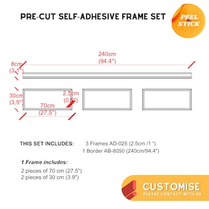 Half Wall Panel ,pre-cut 4cm Frame Mouldings 8cm Border Wainscoting ...