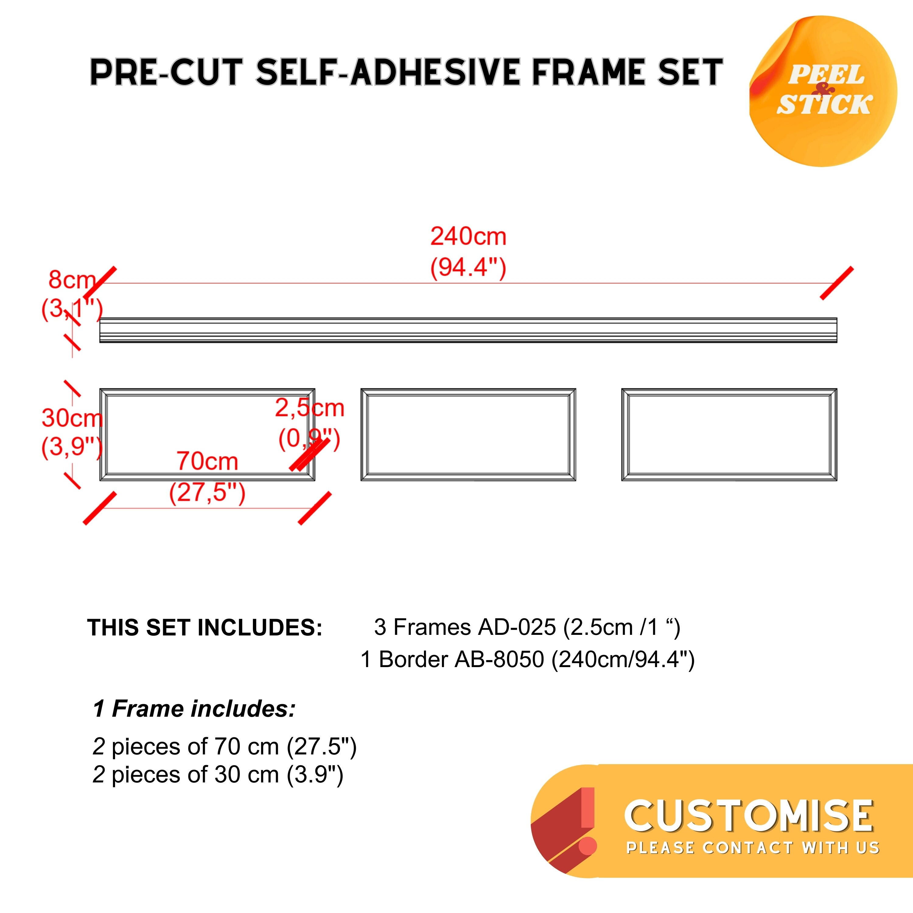 Half Wall Panel ,pre-cut 4cm Frame Mouldings 8cm Border Wainscoting ...