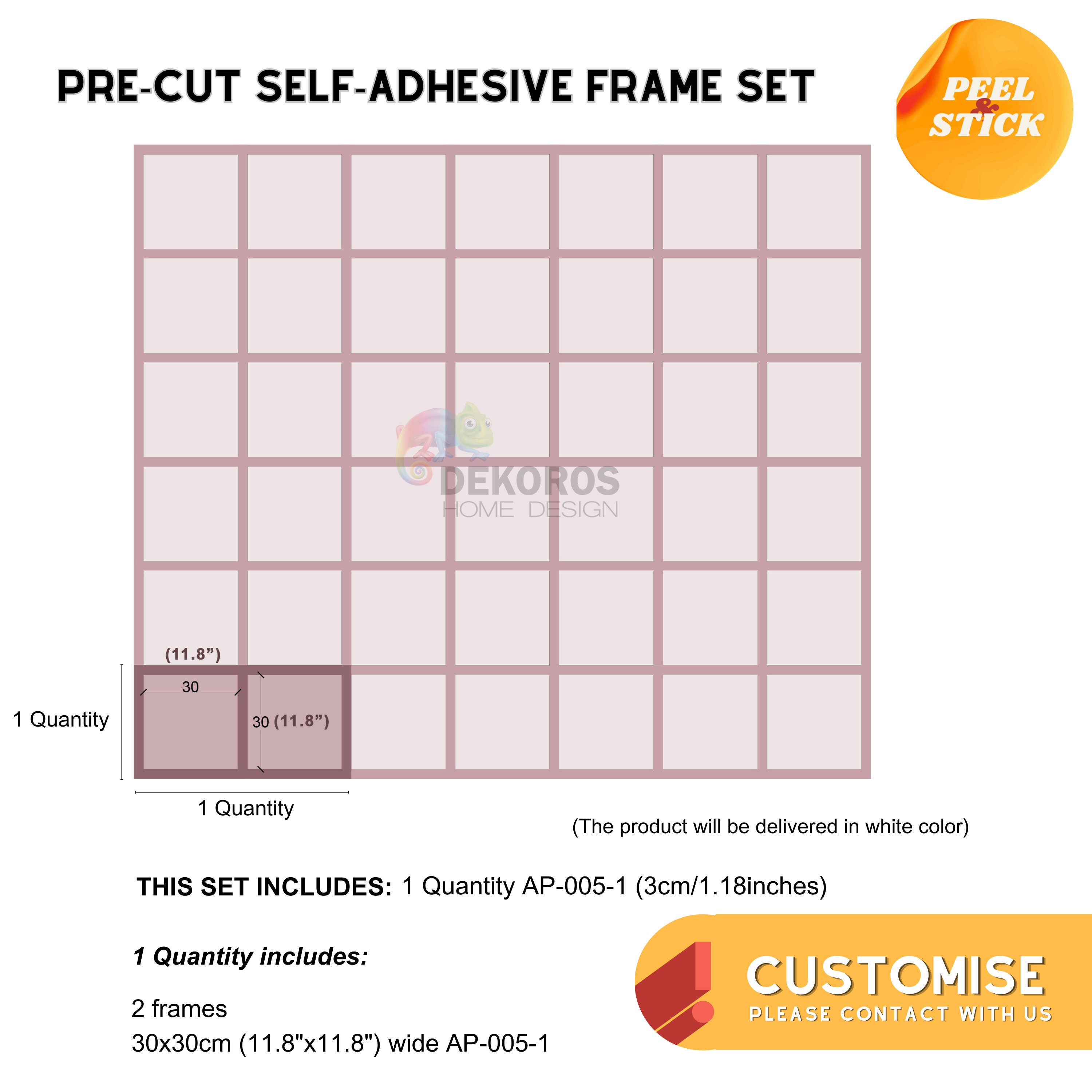 Ready Assemble Pre-cut 3cm Frame Mouldings, Wall Molding Kit, Board ...