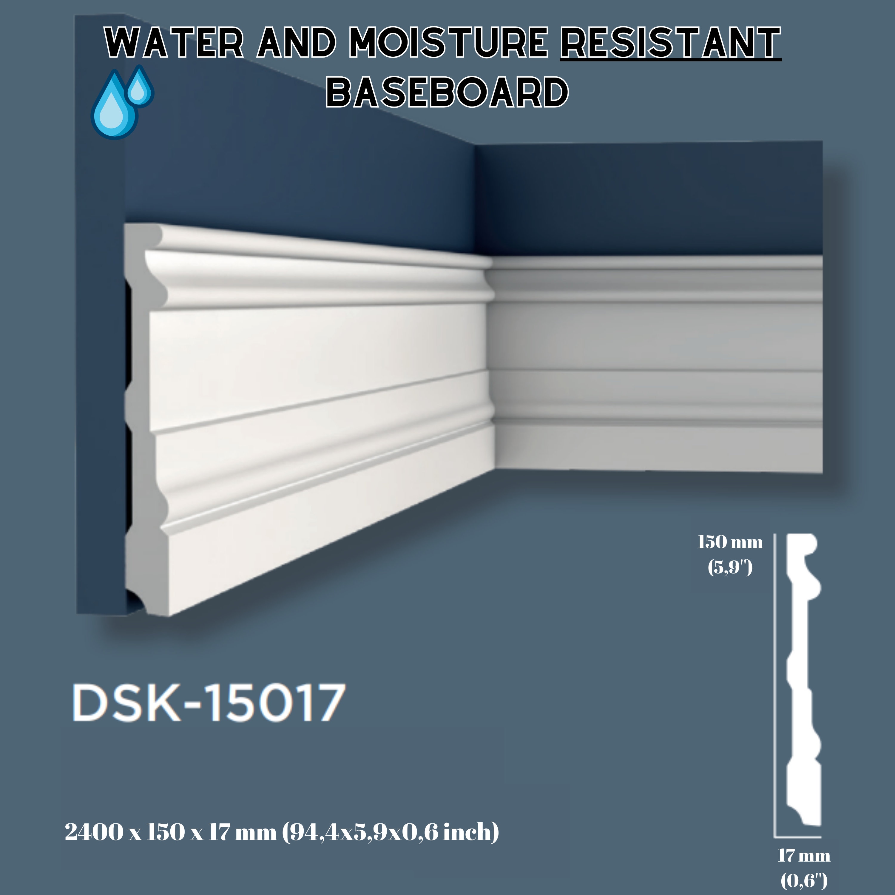 Baseboard Molding: One Package is 9 Boards (21,6 M/850'') - Waterproof ...