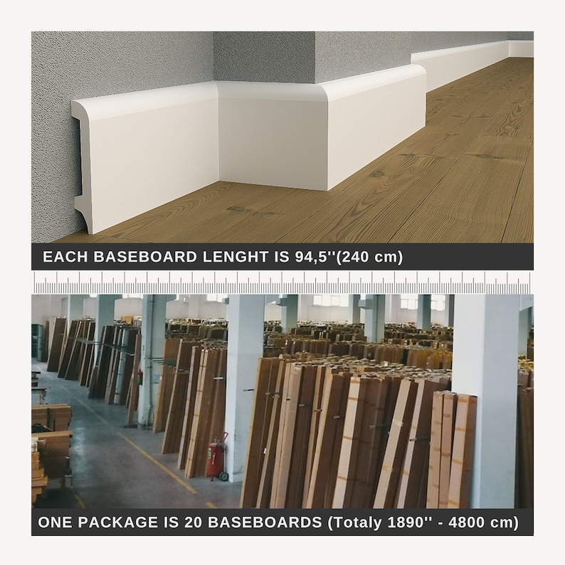 Baseboard Molding: One Package is 20 Boards (48m/1890'') - White ...