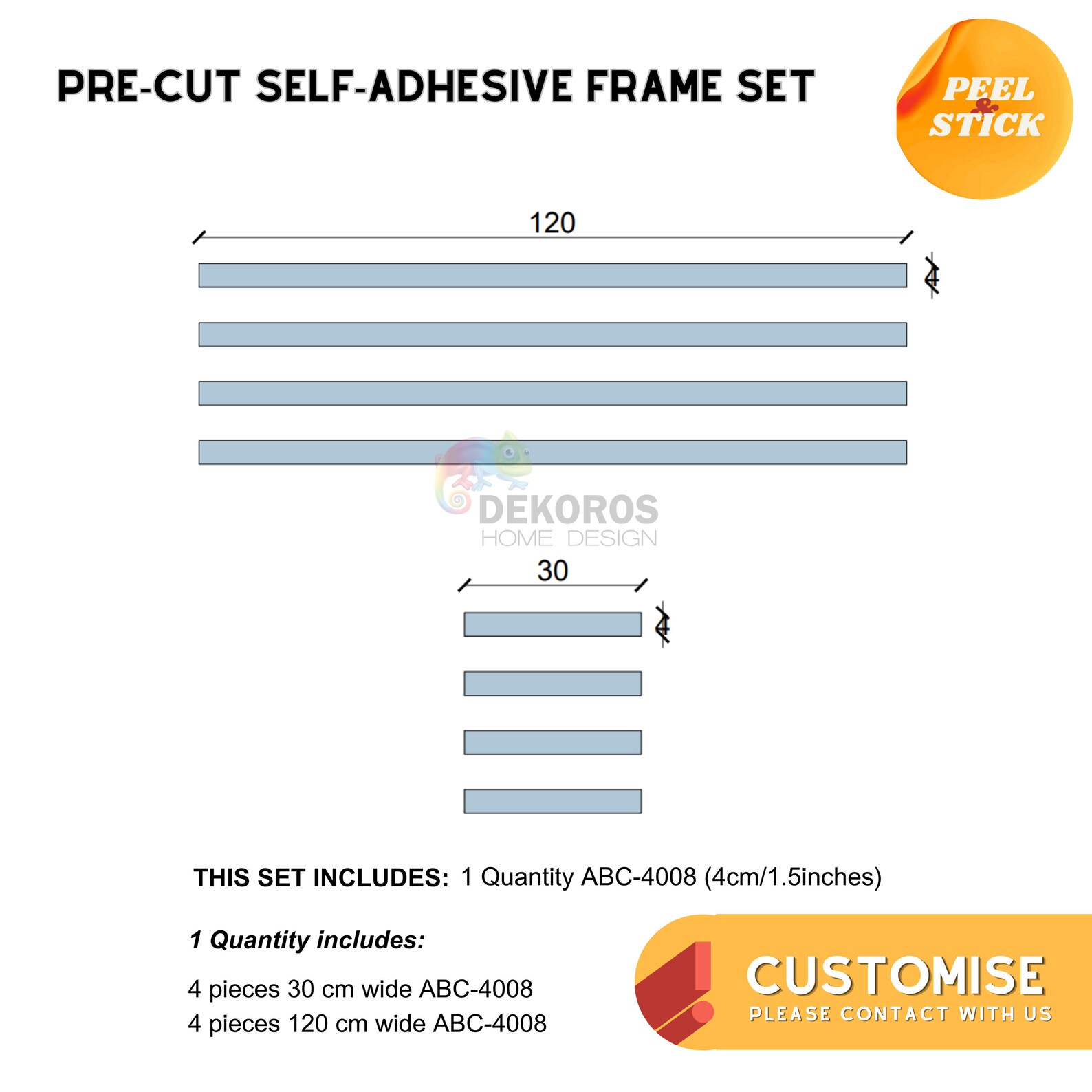 Ready Assemble Wall Molding Kit, Pre-cut 4cm Wall Molding Kit Peel and ...