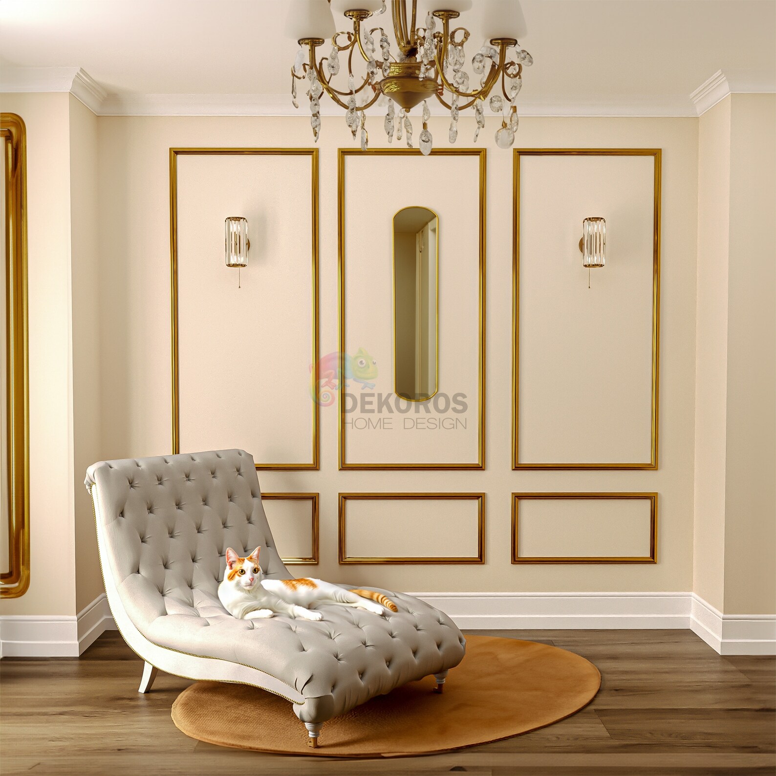 Gold Wall Molding, Gold Panel, Golden Wall Molding Kit, Shiny, Modern ...