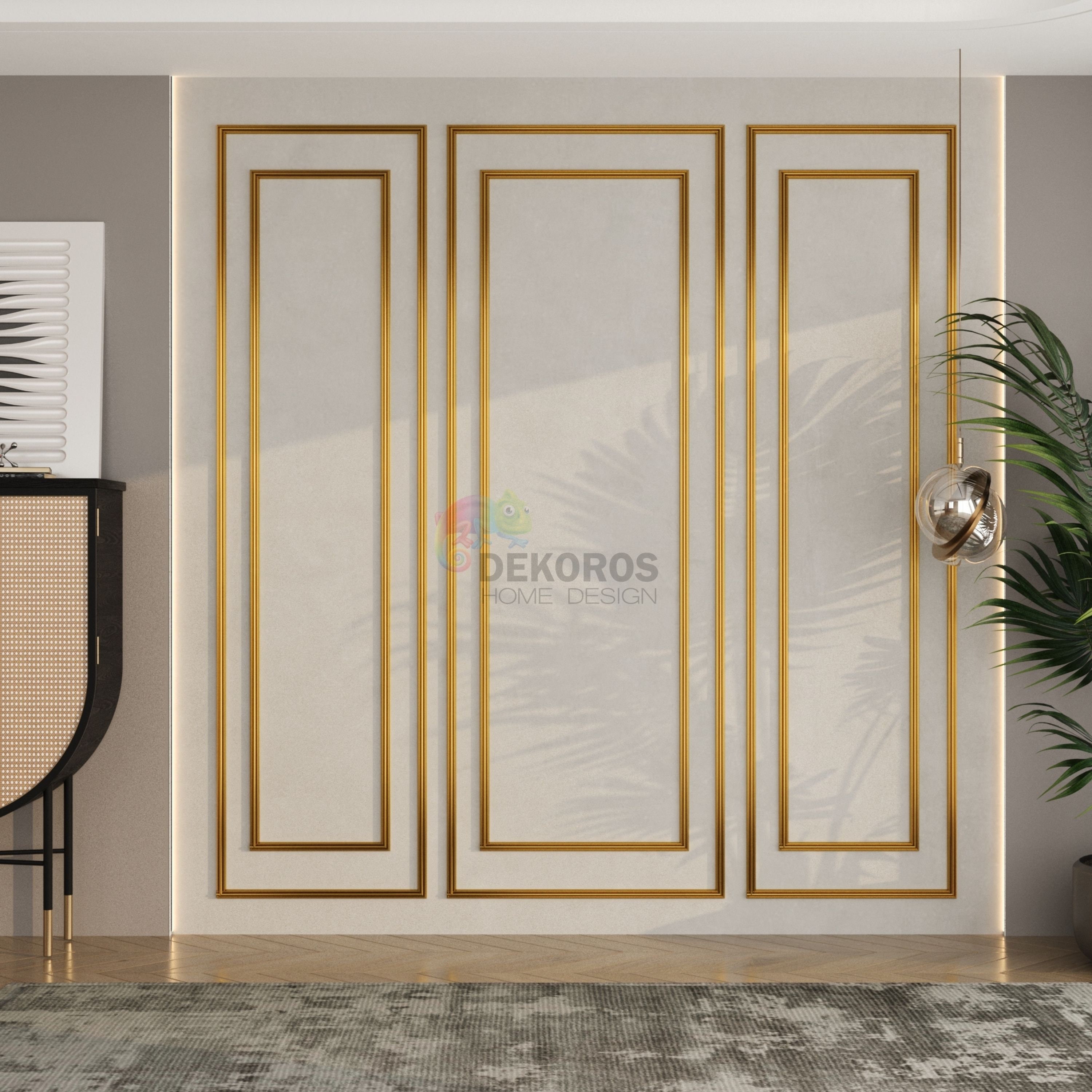Golden Wall Molding Kit, Shiny Gold Wall Moldings, Gold Paneling ...