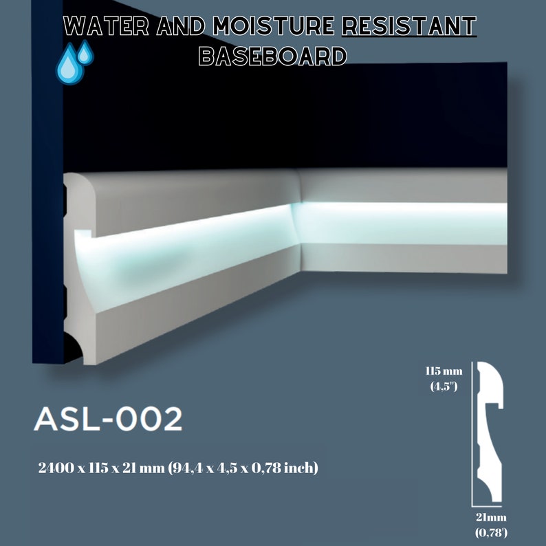 Led Duct Baseboard Molding - Paintable White Base Moulding Wall Decor ...