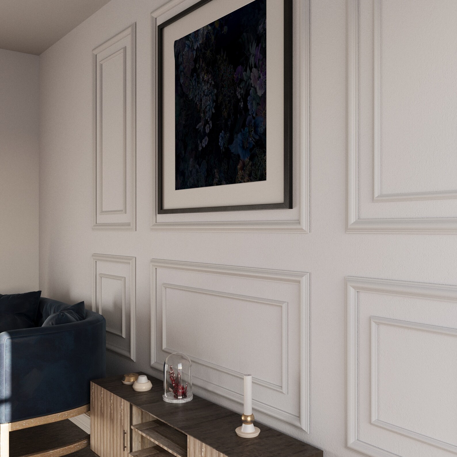 White Wall Moldings, Paintable Double Mouldings, Decorative Wall ...