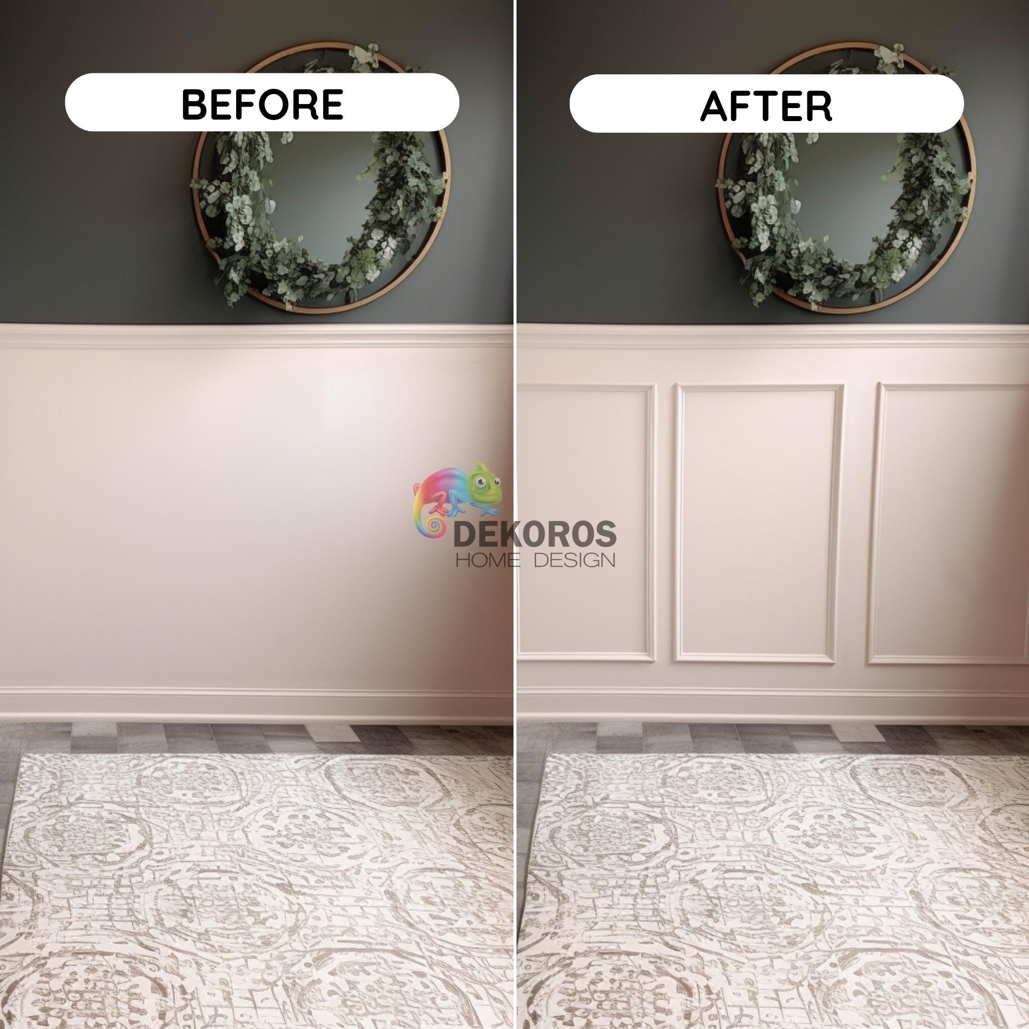 Half Wall Moulding Frames - Paintable White Wall Panel Moldings, Water ...