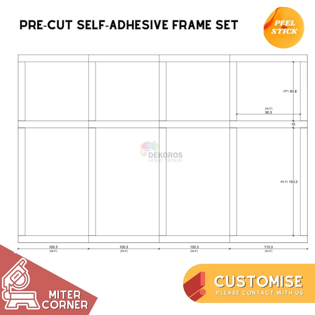 Custom Order - Wall Molding Frame Set, Paintable Durable White Wall ...