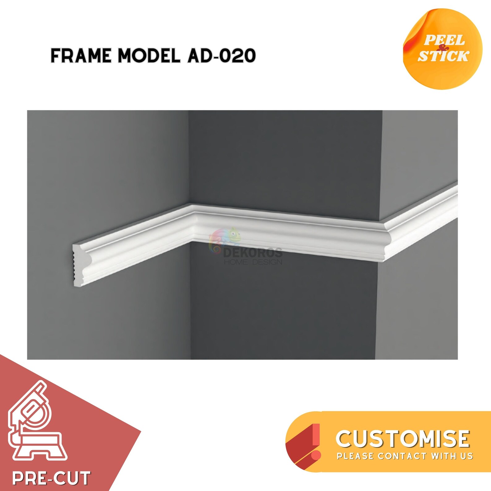 Half Wall Moulding Frames - Paintable White Wall Panel Moldings, Water ...