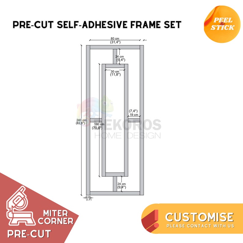 Wall Molding Frame Kit - 6 Cm Flat Paintable White Wall Panel Mouldings ...