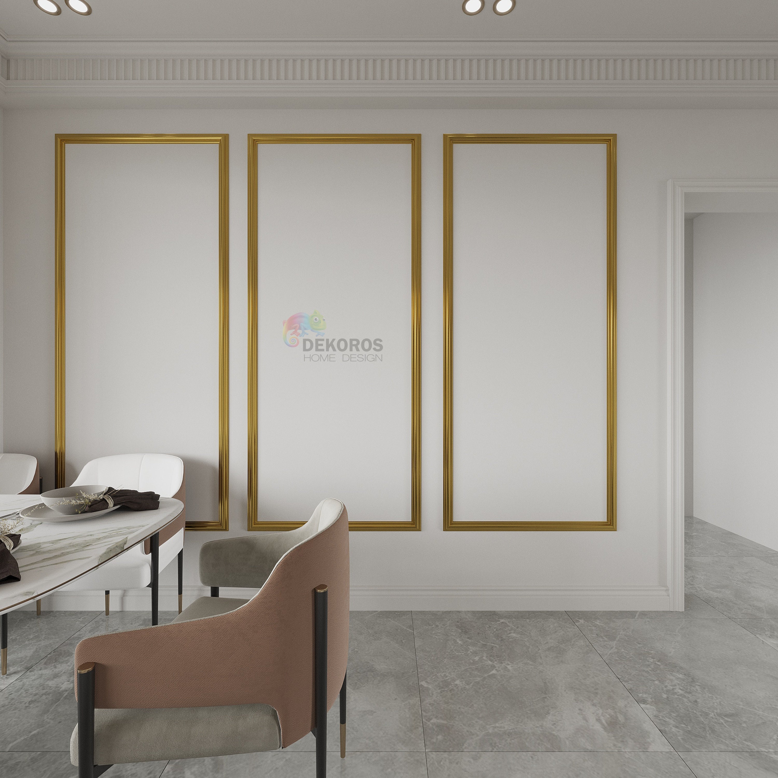Golden Wall Molding Kit, Shiny Gold Wall Moldings, Gold Paneling ...