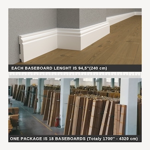 Baseboard Molding: One Package is 18 Boards (43,2m/1700'') - White ...