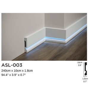 Led Duct Baseboard Molding - Paintable White Base Moulding Wall Decor ...