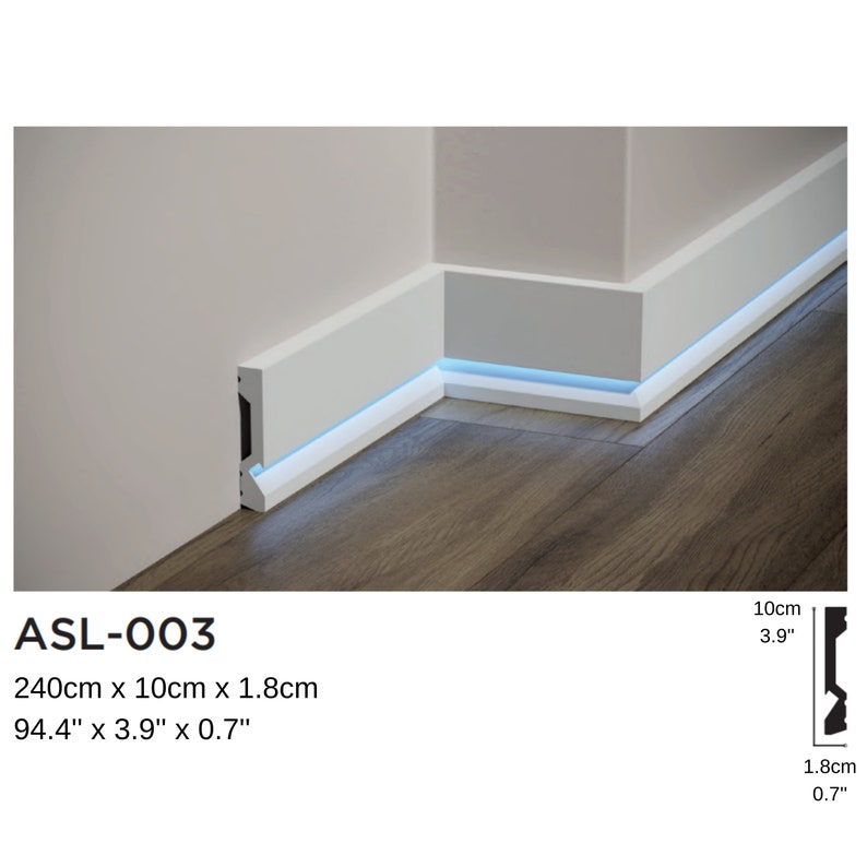 Led Duct Baseboard Molding - Paintable White Base Moulding Wall Decor ...