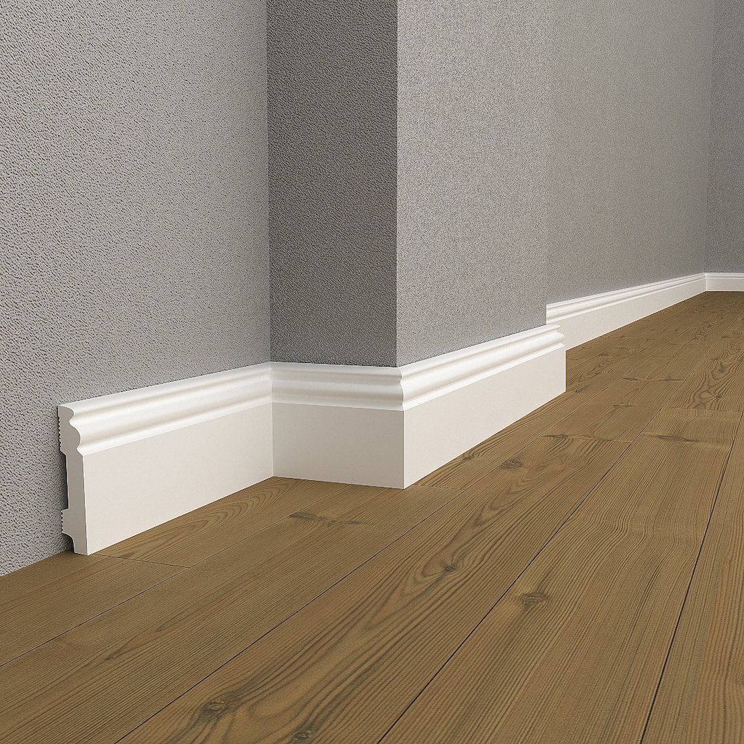Baseboard Molding: One Package is 18 Boards (43,2m/1700'') - White ...