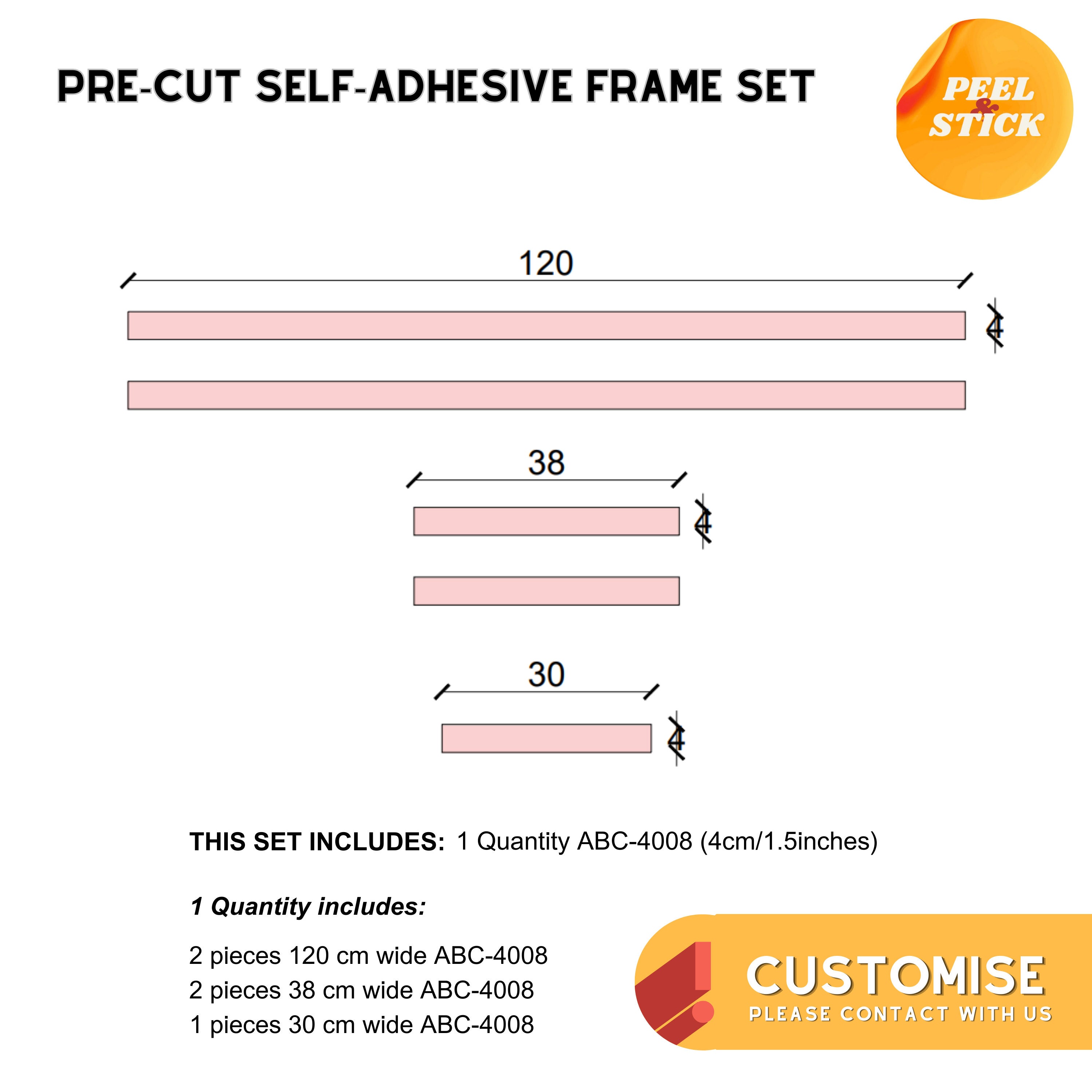 White Wall Molding Kit, Pre-cut 4cm Wall Molding Kit, Peel & Stick ...