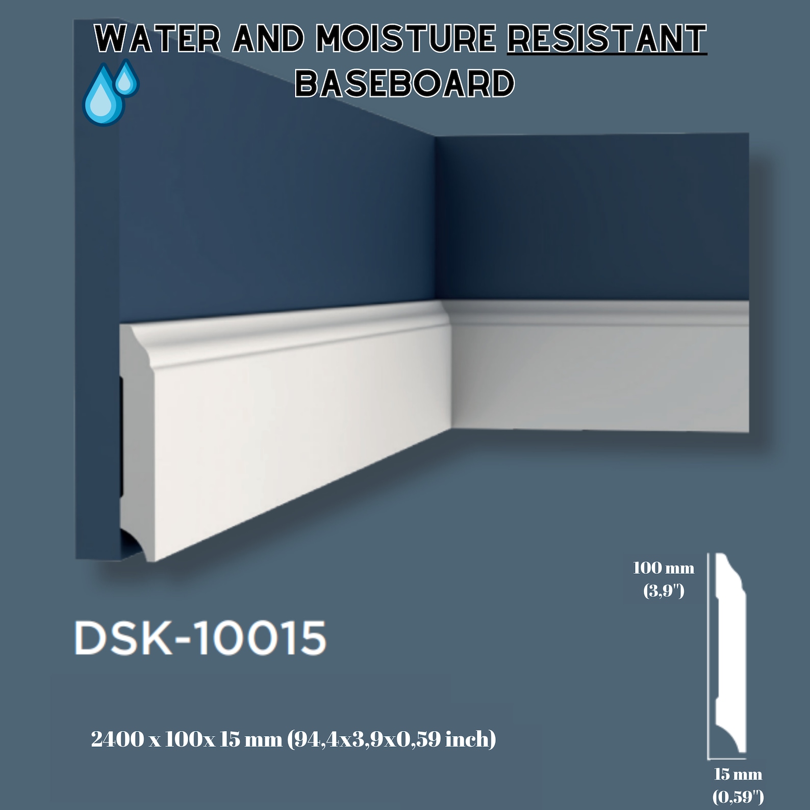 Baseboard Molding: One Package is 18 Boards (43,2m/1700'') - Waterproof ...