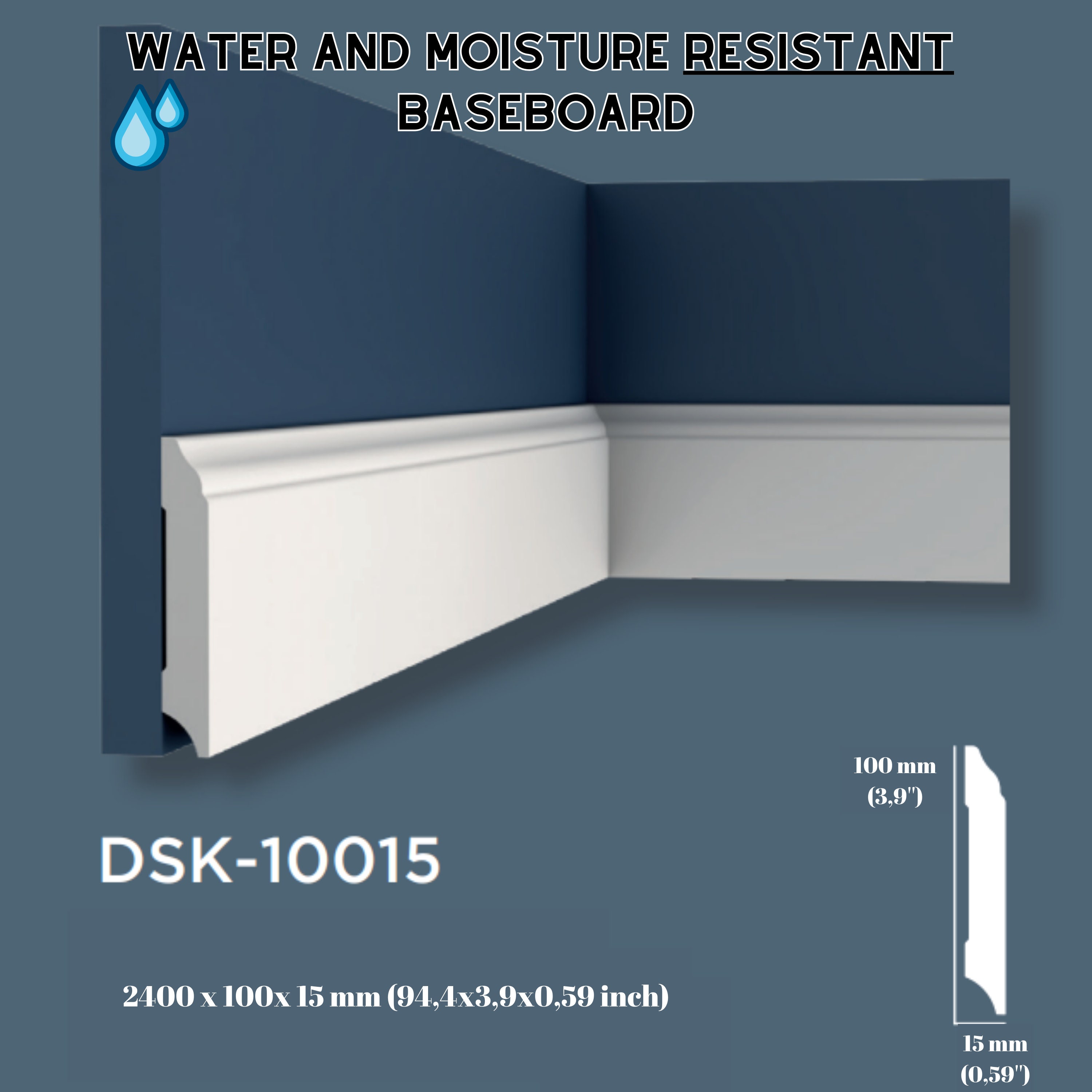 Baseboard Molding: One Package is 18 Boards (43,2m/1700'') - Waterproof ...