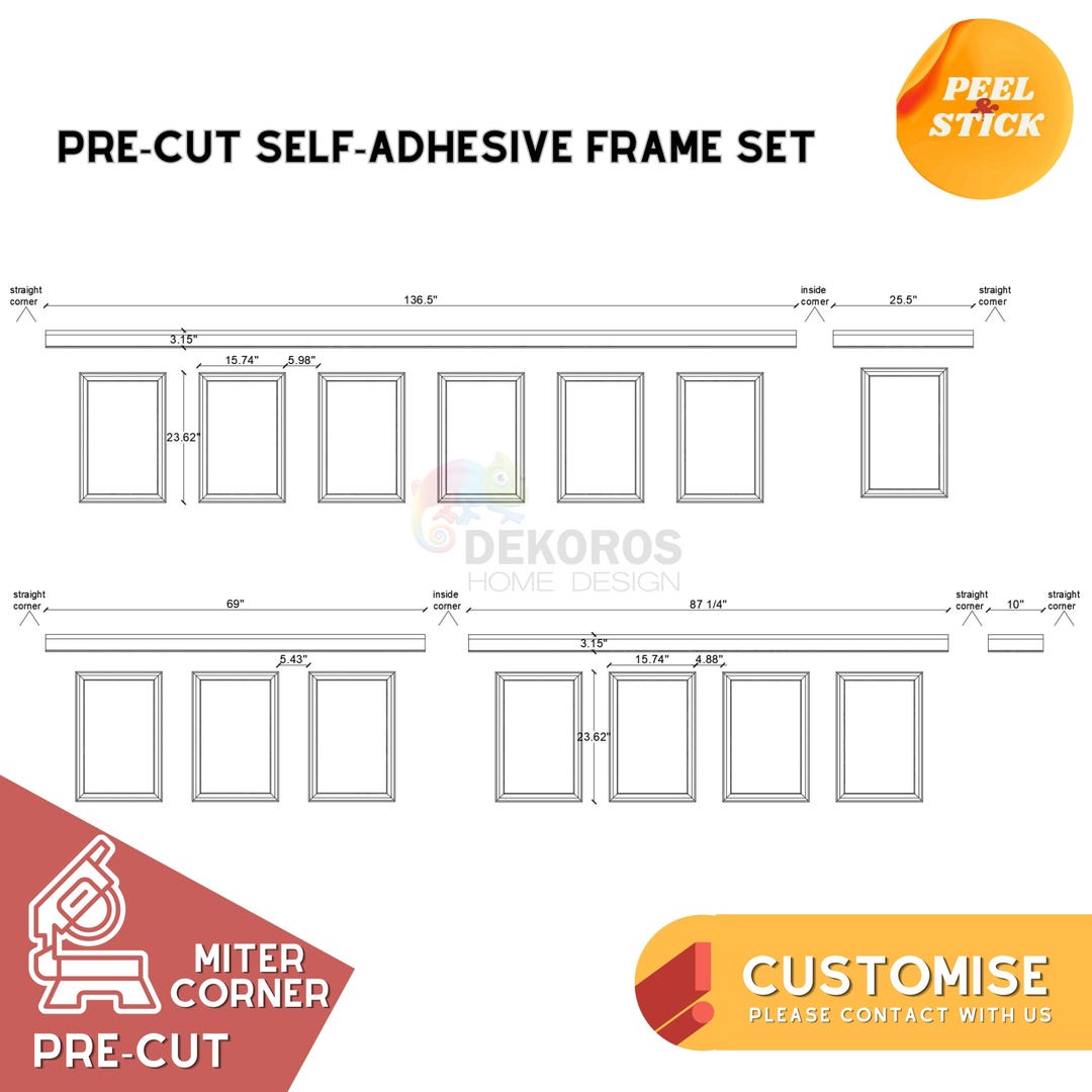 Custom Order, Ready Assemble Wall Molding Kit, Pre-cut 4cm Frame ...
