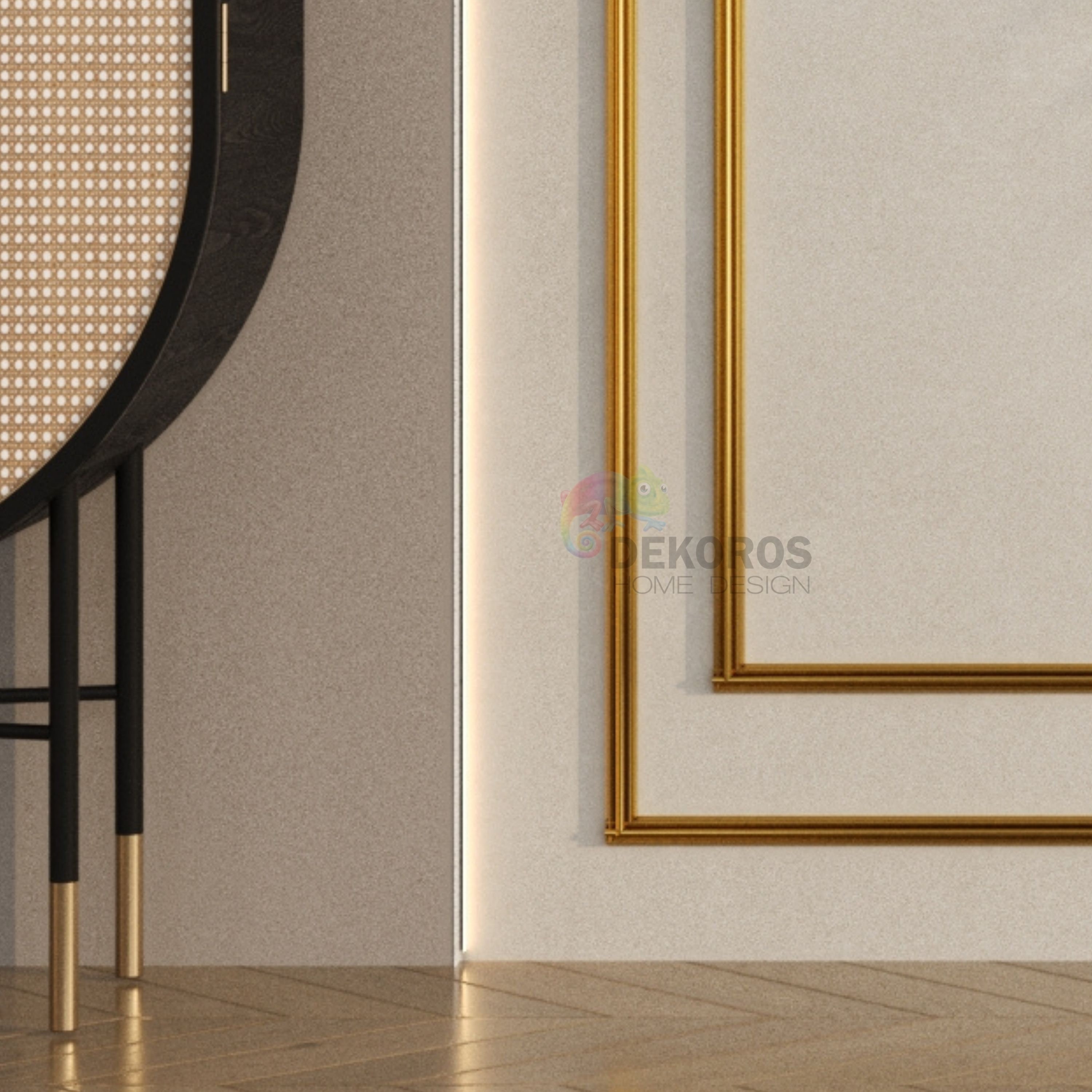 Golden Wall Molding Kit, Shiny Gold Wall Moldings, Gold Paneling ...