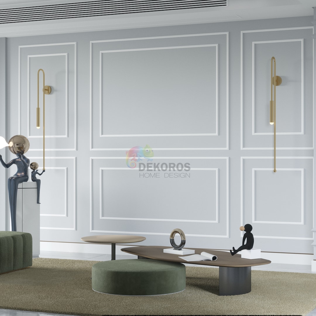 Pre-cut 2.5 Cm Wall Molding Frame Kit, Paintable White Wall Panel ...