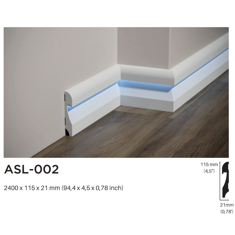Led Duct Baseboard Molding - Paintable White Base Moulding Wall Decor ...