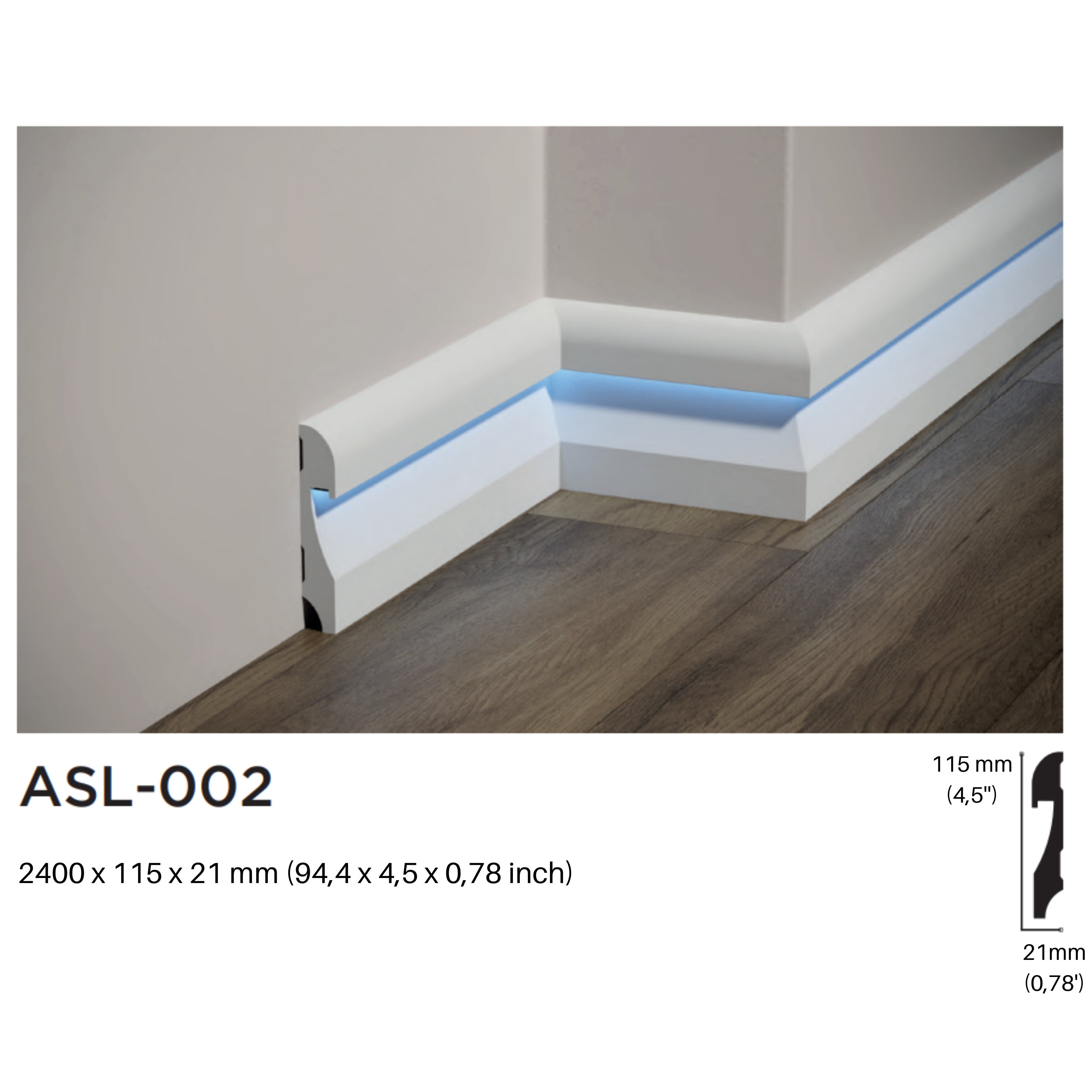 Led Duct Baseboard Molding - Paintable White Base Moulding Wall Decor ...