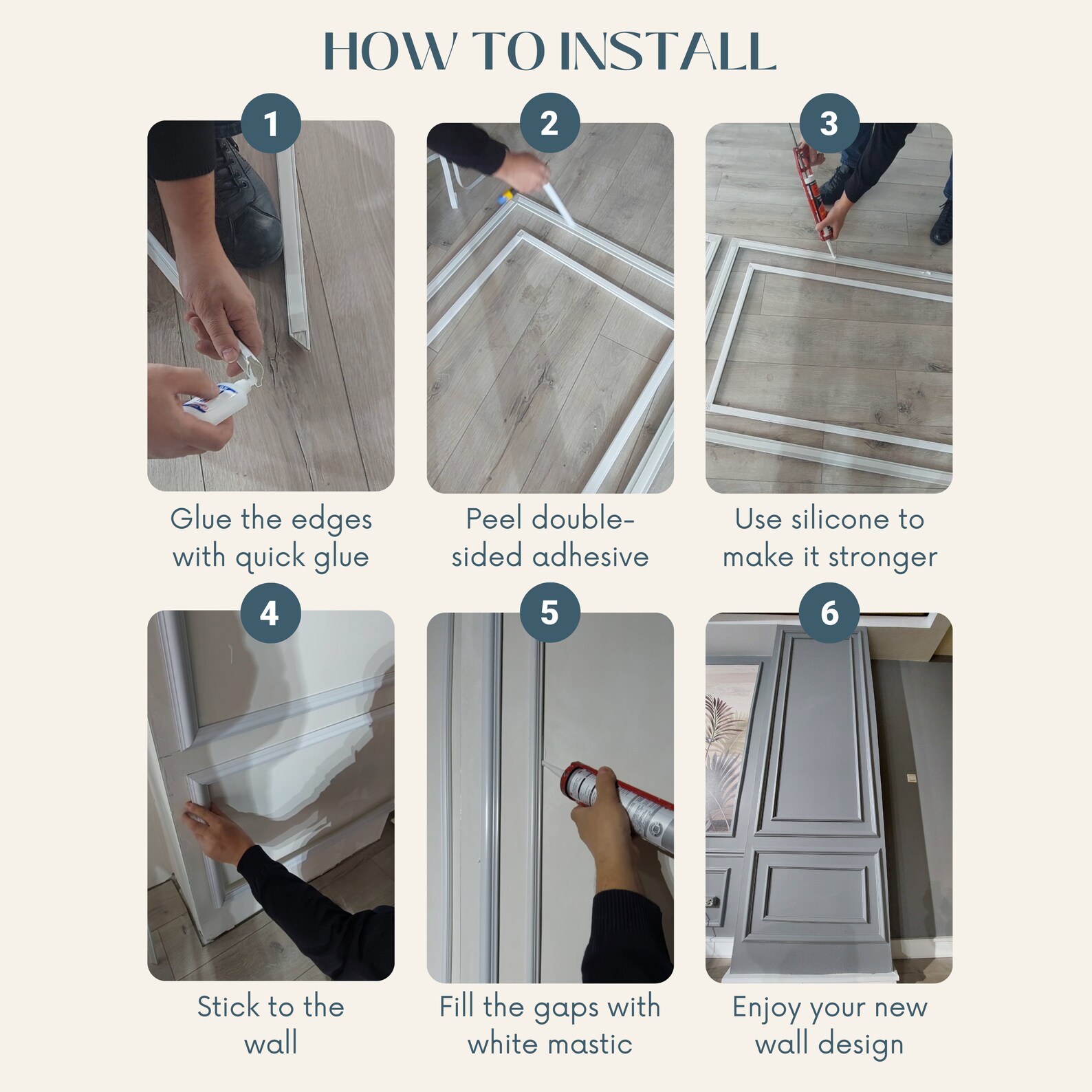 White Wall Moldings, Paintable Double Mouldings, Decorative Wall ...
