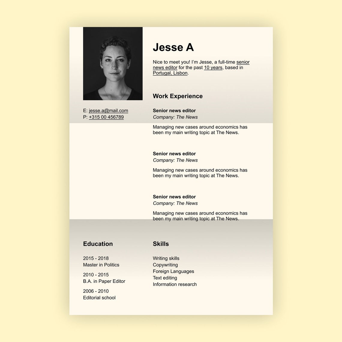 Professional Resume Design. CV Template Word, Pages and PDF. CV, Job ...