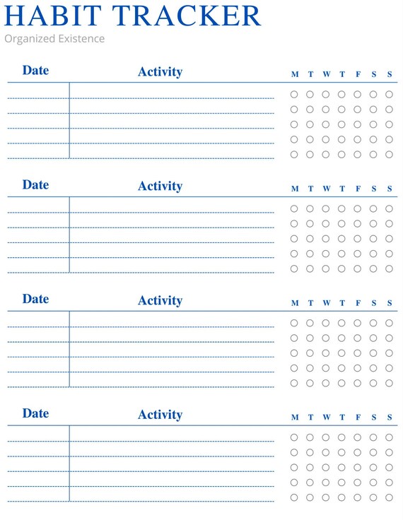 Habit Tracker Blue Colour Build Your Habits - Etsy