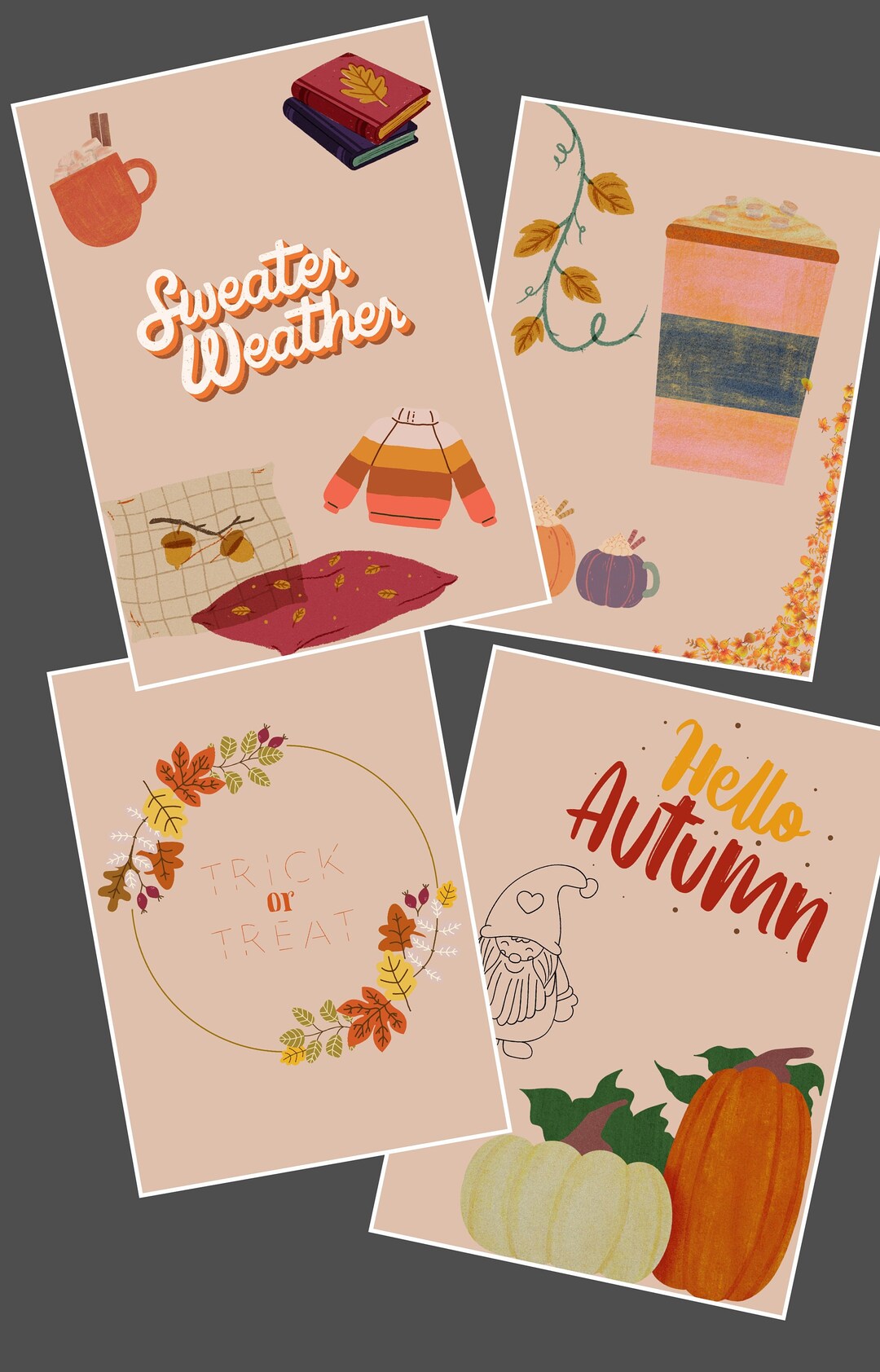 Autumn Fall A4 Printable Poster Set Download Pumpkin Print - Etsy