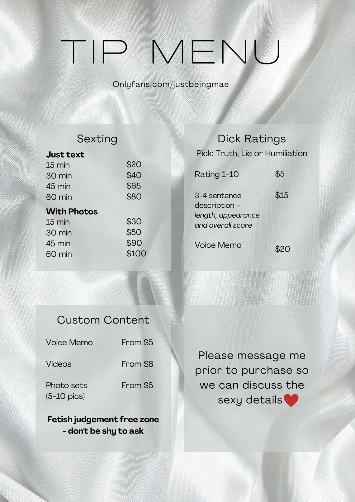 Tip Menu Template Onlyfans, Adult Websites CANVA Grey Satin - Etsy