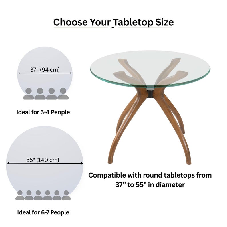 Solid Wood Pedestal Leg for Dining Table, Round Glass, Marble or Epoxy ...