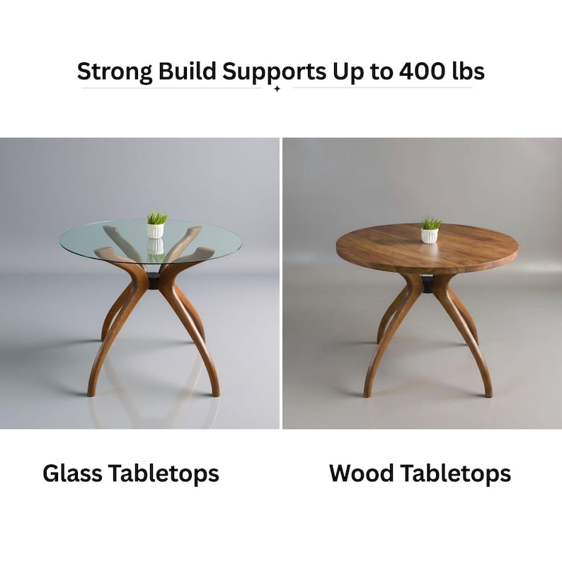 Solid Wood Pedestal Leg for Dining Table, Round Glass, Marble or Epoxy ...