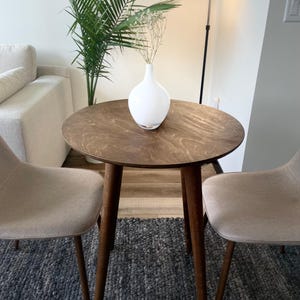 Narrow Round Dining Room Table, Small 2 Person Dining Table Walnut Wood ...