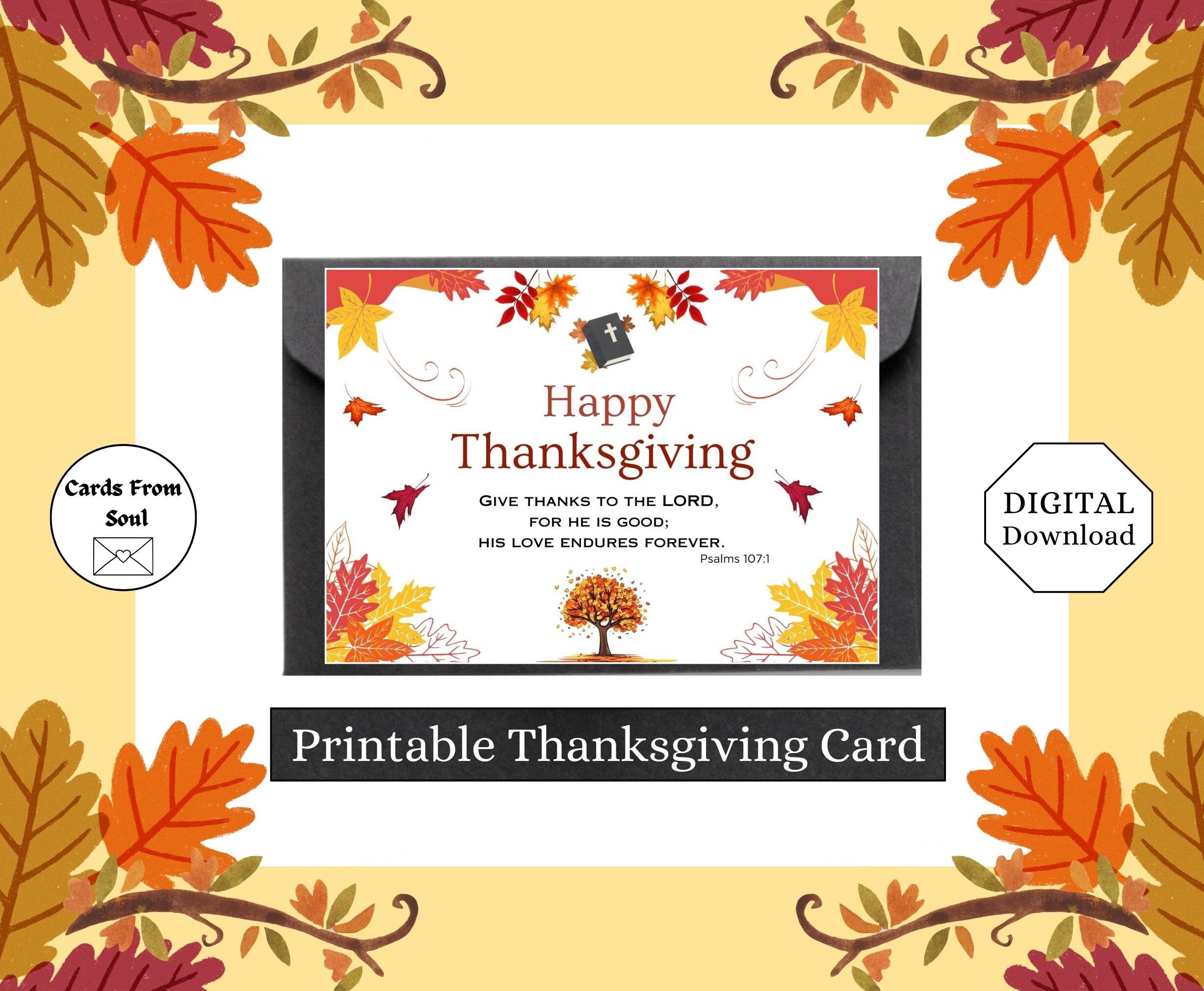 Printable Christian Thanksgiving Card, for Husband or Wife, Best Friend ...