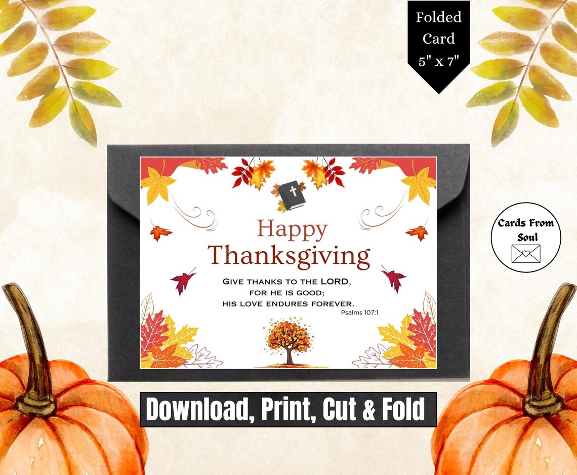 Printable Christian Thanksgiving Card, for Husband or Wife, Best Friend ...