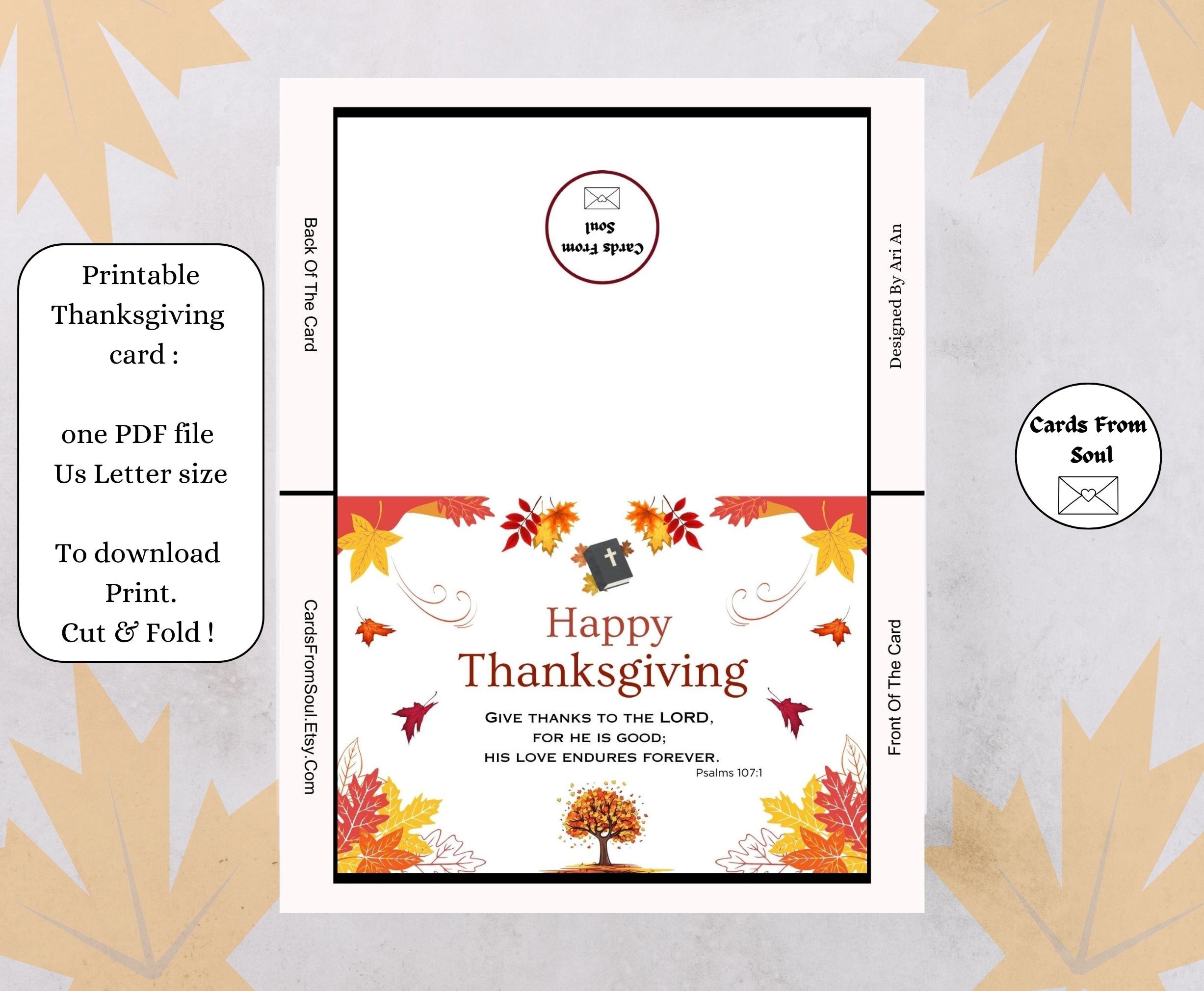 Printable Christian Thanksgiving Card, for Husband or Wife, Best Friend ...