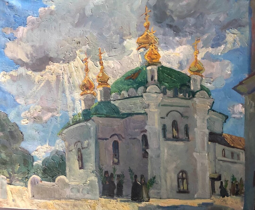The Temple of Faith Original Vintage Oil Painting on Canvas ...