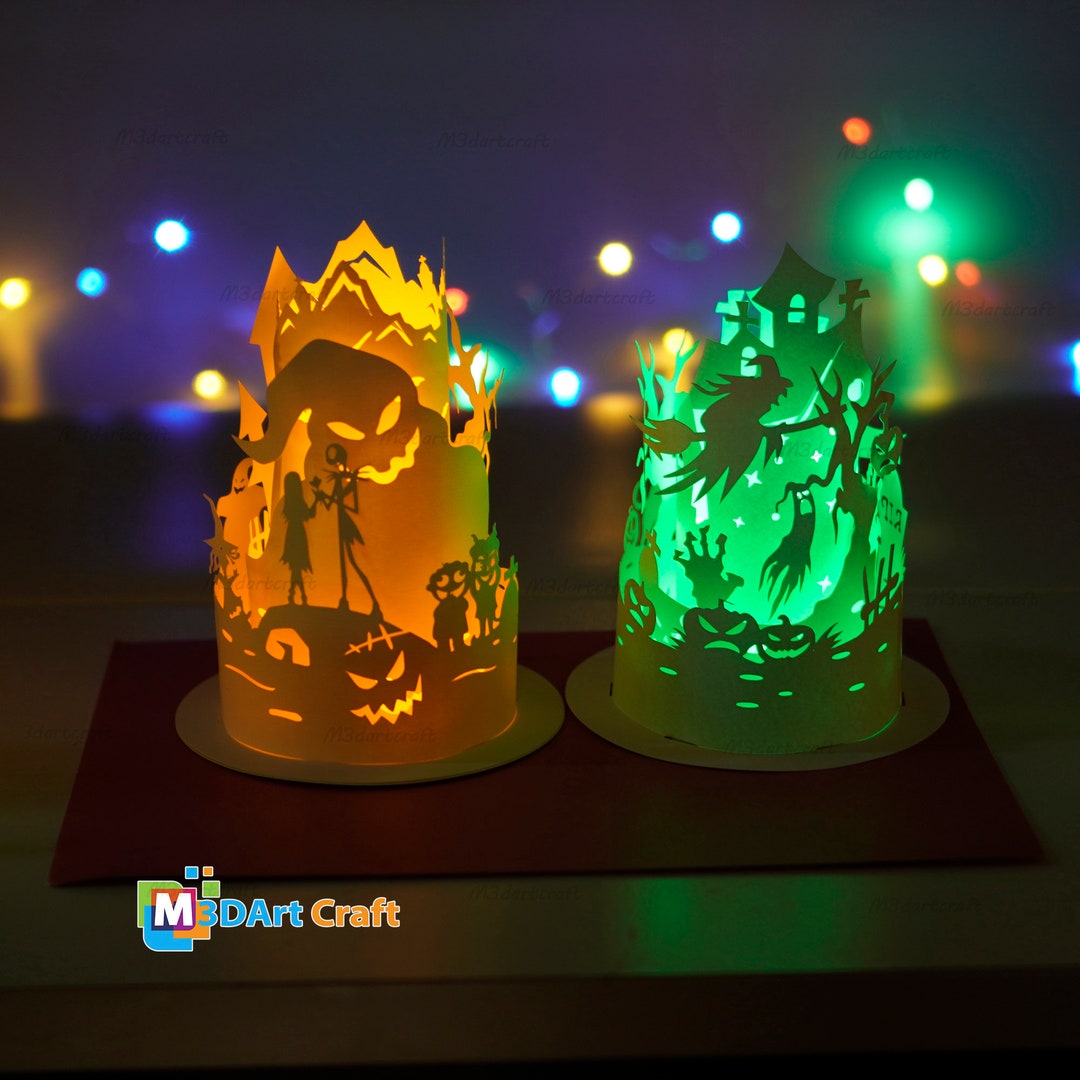 Paper Cut Lamp for Halloween SVG, PDF Templates for Creating Halloween ...