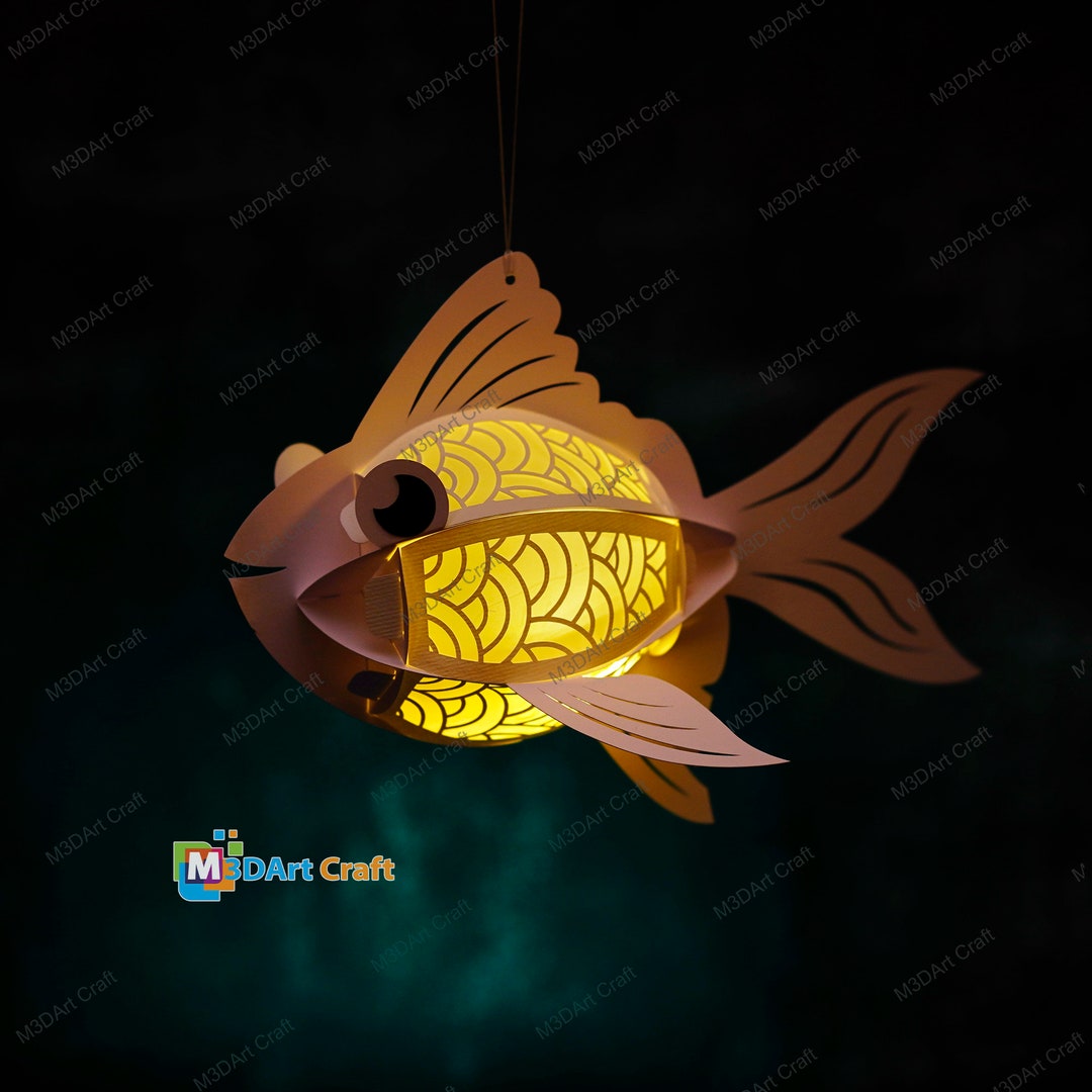 Fish Lantern PDF, SVG, Silhouette Studio Templates - Ocean Lantern ...