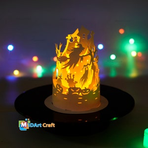 Paper Cut Lamp for Halloween SVG, PDF Templates for Creating Halloween ...