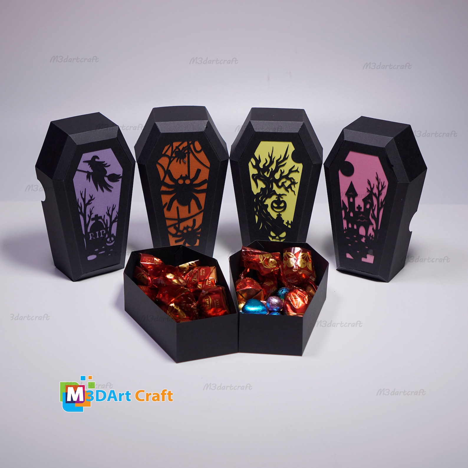 Pack 4 Coffin Box SVG Silhouette Studio Templates Creating - Etsy